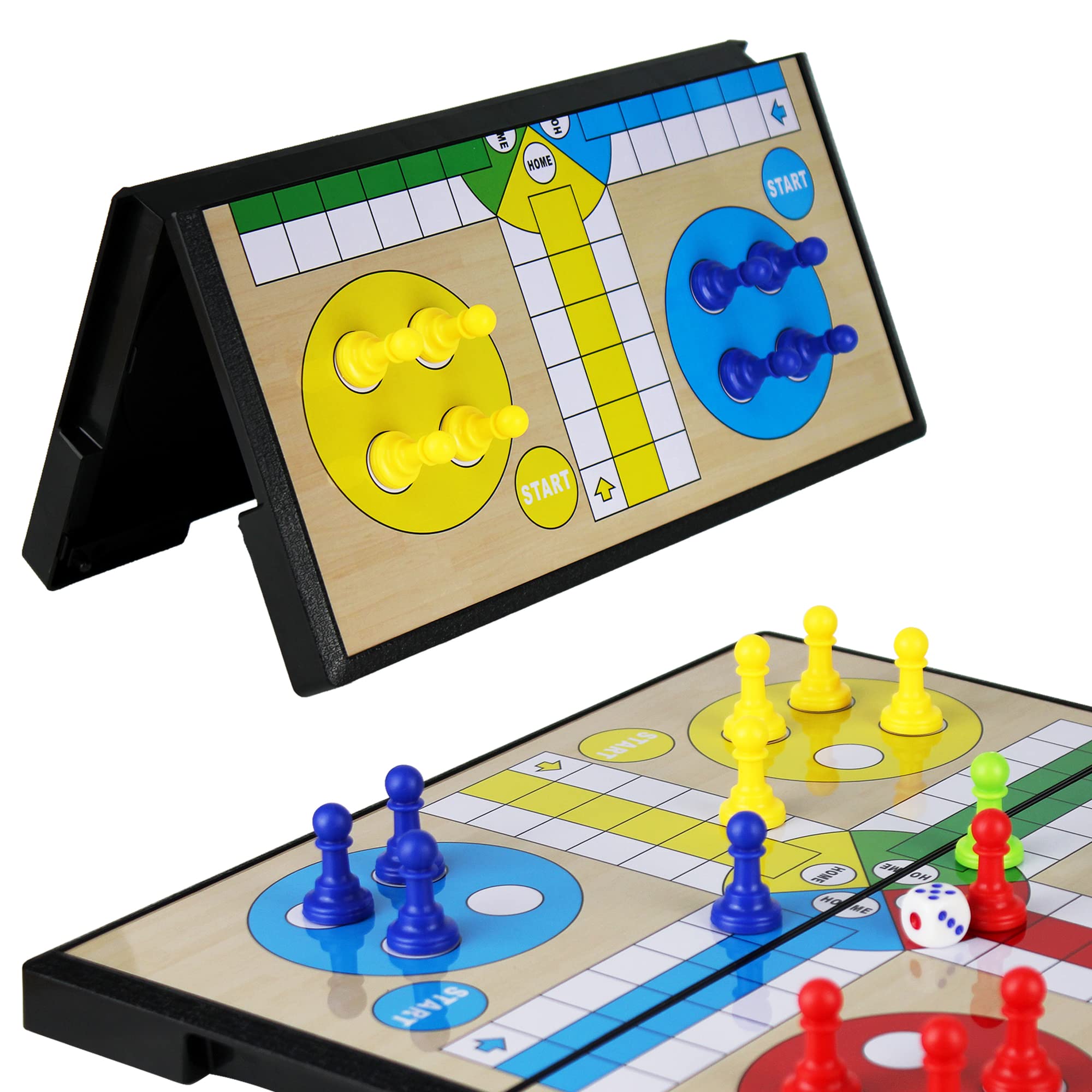 KIDAMI Ludo Magnetic Board Game Set, Children’s Family Ludo Learning Game for Kids and Adults(11.2X11.2 in )