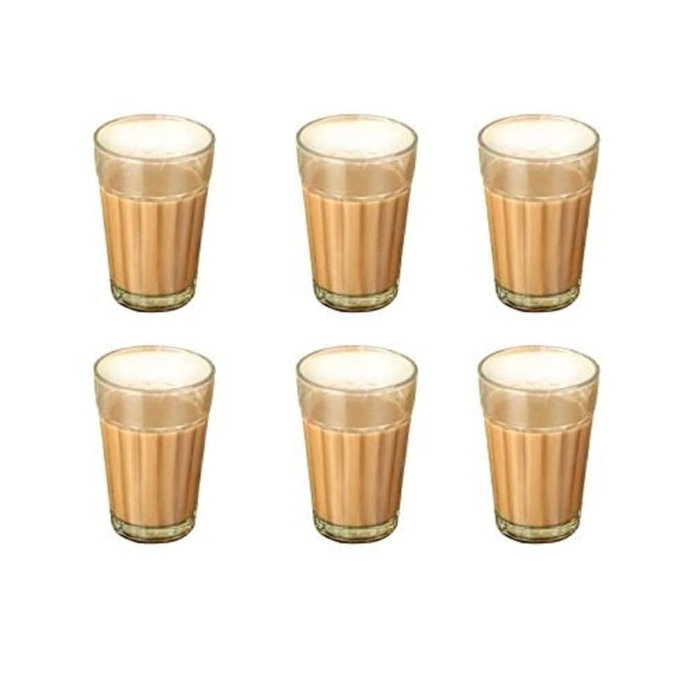 AnNafi® The Cutting Chai Glasses Tea Glasses Set Of 6 Small 100 ml Durable Tempered Clear Water Tumblers For Daily Use Drinking Glass For Soda Juice Milk Beverage Juice Cocktails Iced Glasses