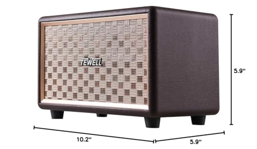 TEWELL Vintage Bluetooth Speakers with Bass Enhanced Technology, Wireless & 3.5mm Aux Input for Cellphone, AC Powered (Upgraded Version)