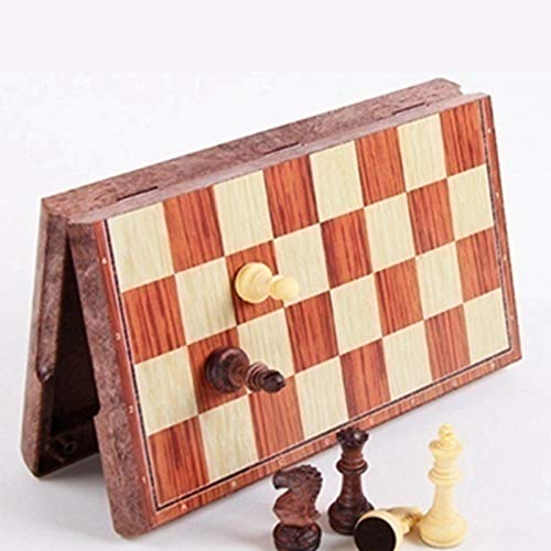 Chess Set Magnetic Board Tournament Travel Portable Chess Set New Chess Folded Board International Magnetic Chess Set Playing Gift Chess Game Board Set (Color : Brown)