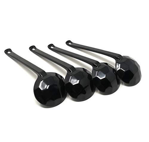 ASIAN HOME Black Melamine Japanese Long Handle Spoons for Ramen, Soup, Hot Pot Eating, Mixing, Stirring 8.25 Inches (4 spoons)