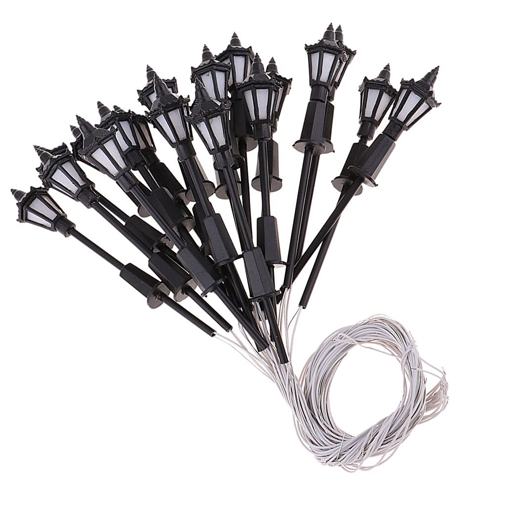 Amagogo 20pcs 1/100 3V HO Scale Miniature Street Lights Railway Train LED Lamp Post Single Head Garden Landscape Decoration for Diorama Sand Table