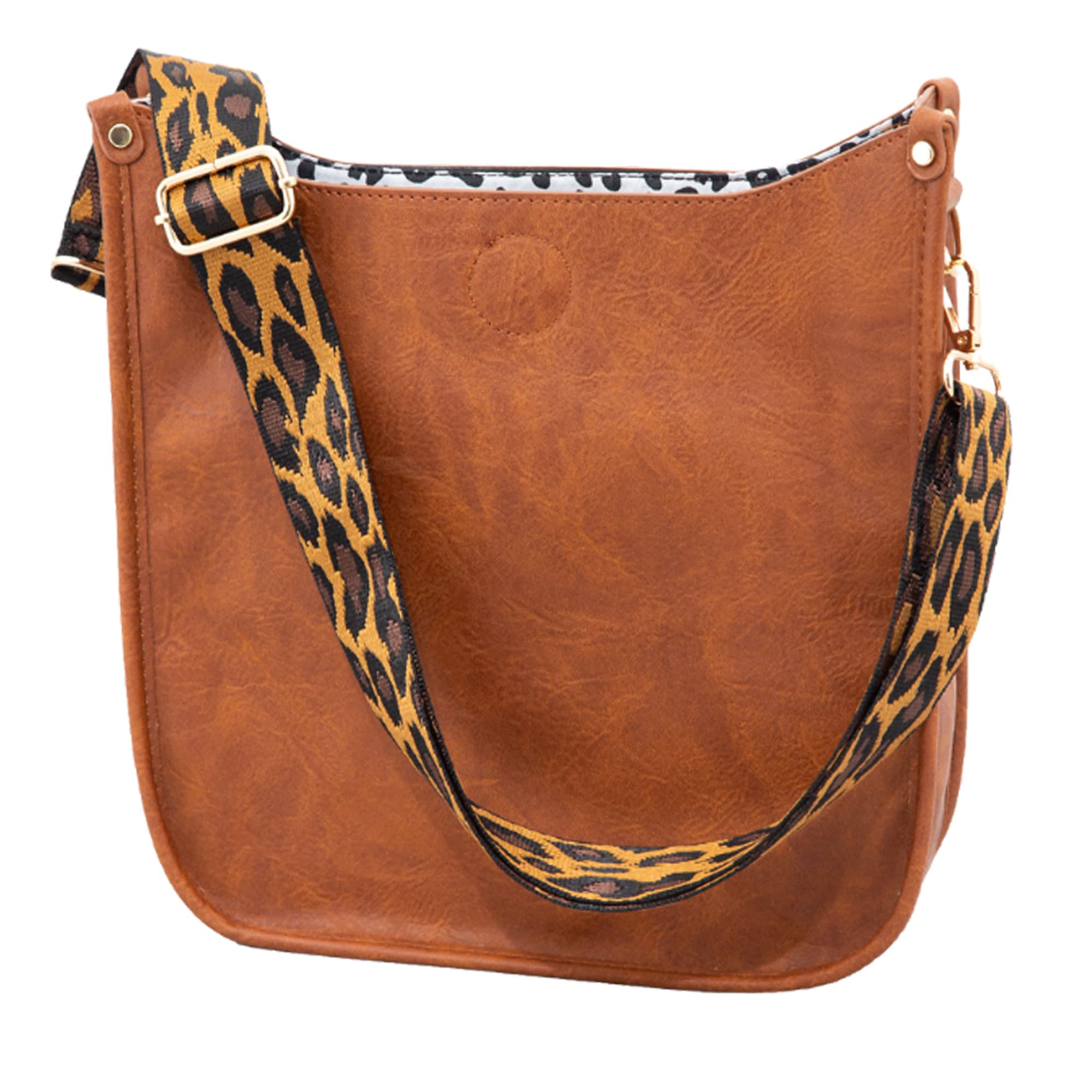Pinafore Signature Vegan Leather Crossbody Fashion Shoulder Bag with Adjustable Strap (Signature Tan)