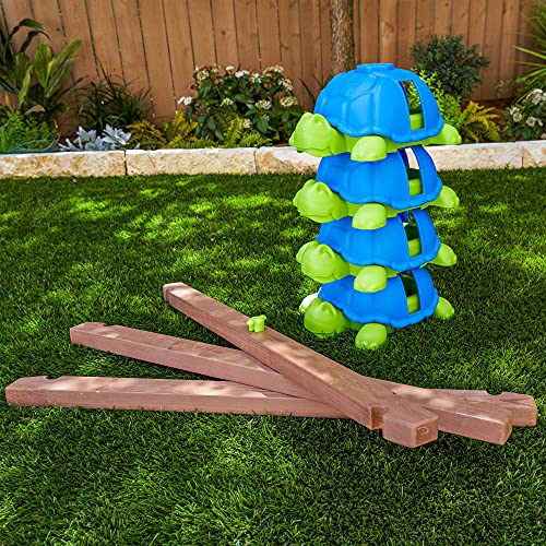 KidKraft Turtle Totter Wooden Adjustable Balance Beam for Toddlers with Squeaky Turtle and Wobble Board, Gift for Ages 2-5
