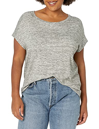 Amazon Brand - Daily Ritual Women's Supersoft Terry Dolman Short-Sleeve Tie-Back Shirt, Heather Grey Spacedye, X-Large