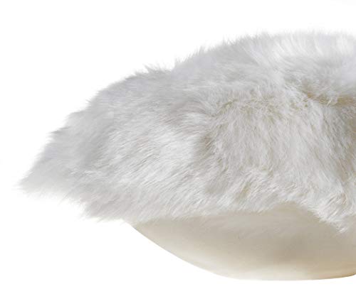 Chesserfeld Decorative Faux Fur Throw Pillow, White, 20in x 12in, Stylish Couch, Bedroom, or Dorm Accent, Adds Elegance to Your Décor, Soft Sheepskin Feel, Removable, Machine Washable Cover