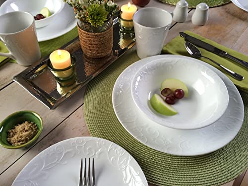 Corelle Vitrelle 4-Pieces 8.5" Glass Salad/Appetizer Plates, Chip & Crack Resistant Glass Dinnerware Set Plates, Bella Faenza