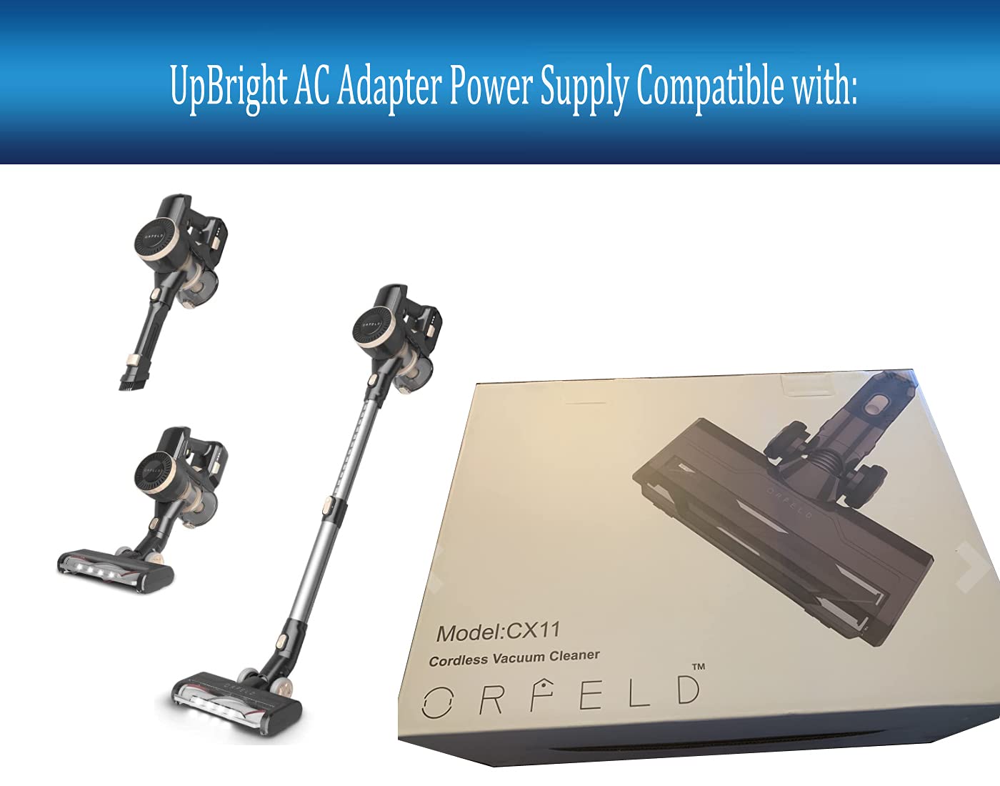 UpBright 26.5V AC/DC Adapter Compatible with ORFELD CX11 VB-0820 21.6V 2000mAh 43.2Wh Li-ion Battery 200W Cordless Stick Vacuum Cleaner WEC-15WUAP-26500050BA 500mA 0.5A Power Supply Cord Charger PSU