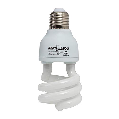 REPTIZOO Energy Saving Lamps UVB Bulb,Spiral Compact 15 Watts UVB 10.0 Reptile Light Bulb Fit for Desert Type Reptile/Snake/Lizard/Insect/Leopard Tortoise