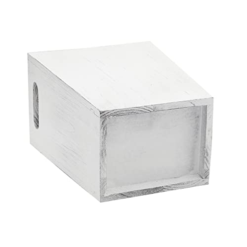 Farmlyn Creek 2 Piece Rustic Bathroom Trash Can Set with Handles for Bedroom, Living Room, Office (White-Washed, 2 Sizes)