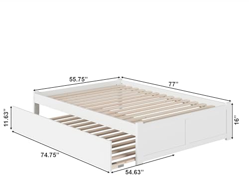 AFI Concord Queen Size Platform Bed with Footboard & Twin XL Trundle in White