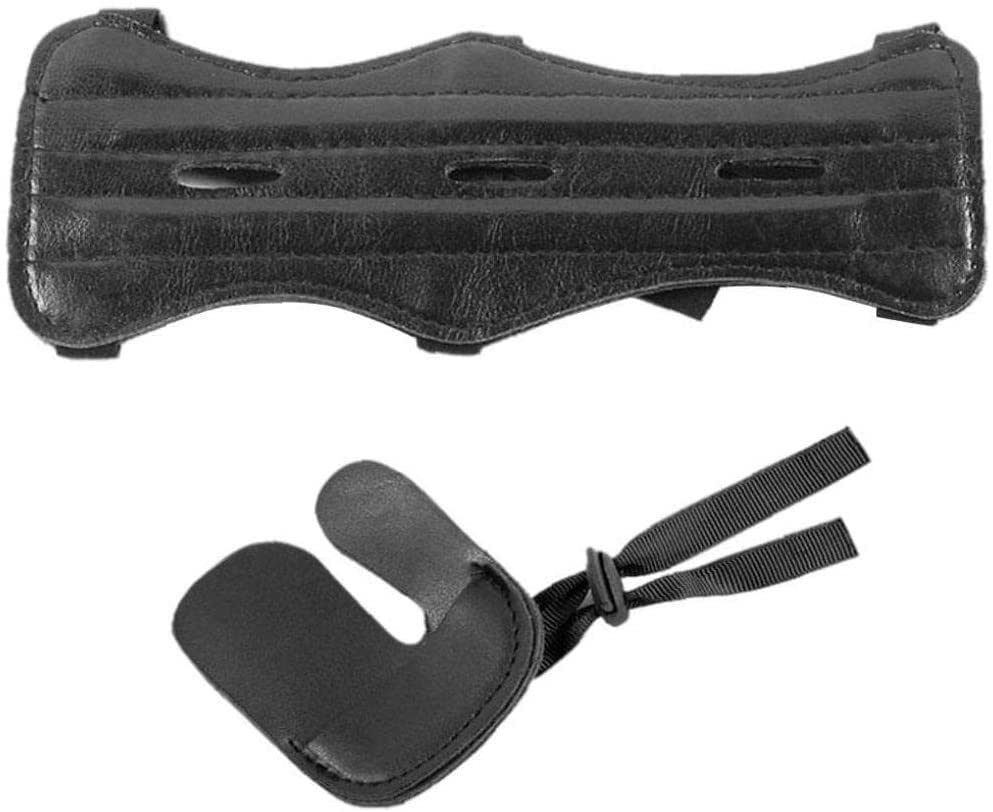 Archery Armguard Arrow Finger Tab Finger Saver Set Adjustable Straps Archer Shooting Arm Protector for Hunting Shooting jiangyu1994
