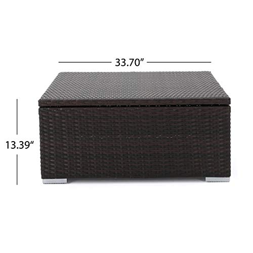 Christopher Knight Home Santa Rosa Outdoor Wicker Coffee Table with Storage, Multibrown