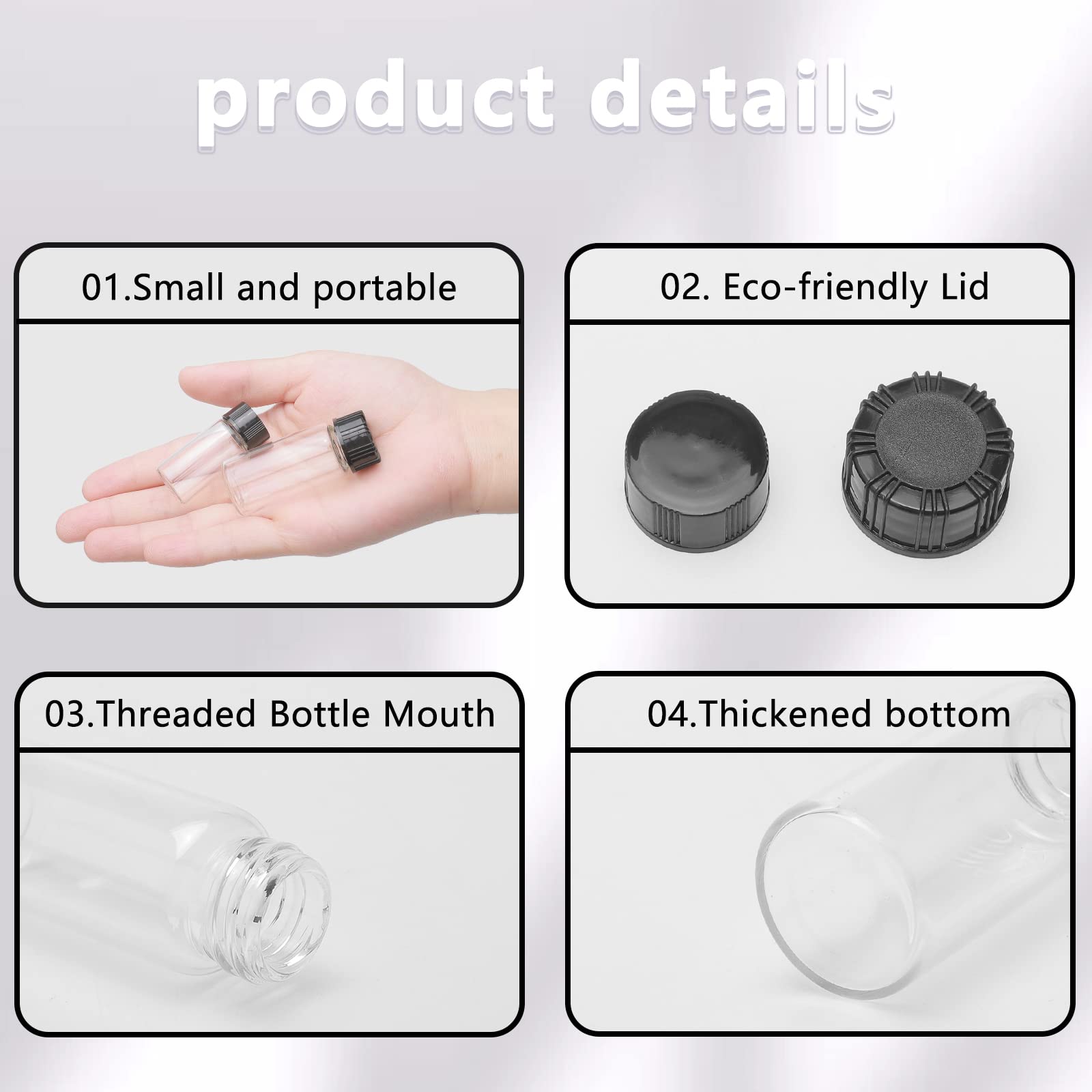 JIUWU 10 ml(0.3 Oz) and 5 ml(0.17 Oz) Clear Glass Vials Liquid Sampling Sample Bottles Screwcap Lab Capacity Container Pack of 35 (20 pcs 10 ml and 15pcs 5 ml Clear Vials)
