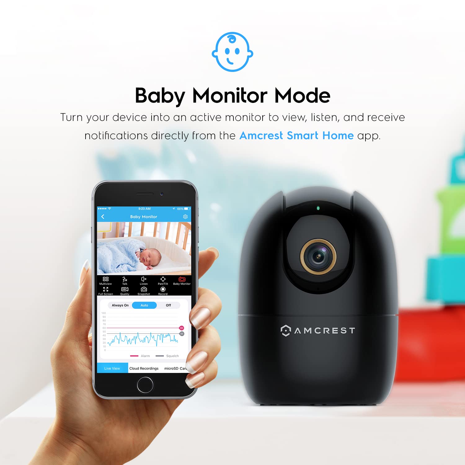 Amcrest 4MP WiFi Camera Indoor, Dog Camera, Sound & Baby Monitor, Human & Pet Detection, Motion-Tracking, w/ 2-Way Audio, Pan/Tilt Wireless IP Camera, Night Vision, Smart Home ASH41-B