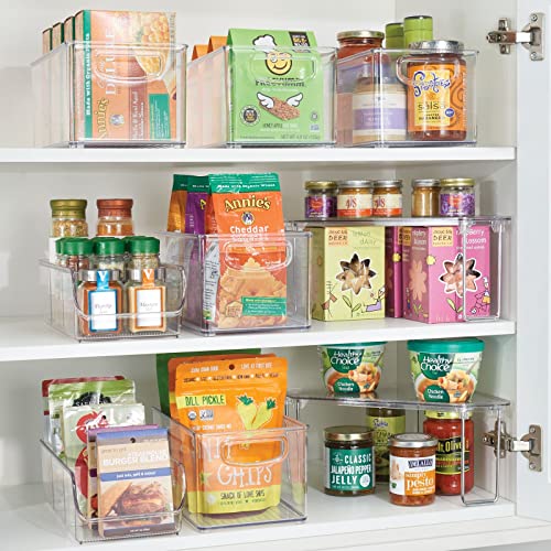 mDesign Plastic Food Storage Bin Organizer with 3 Compartments for Kitchen Cabinet, Pantry, Shelf, Drawer, Fridge, Freezer Organization - Holds Snack Bars - Ligne Collection - Clear