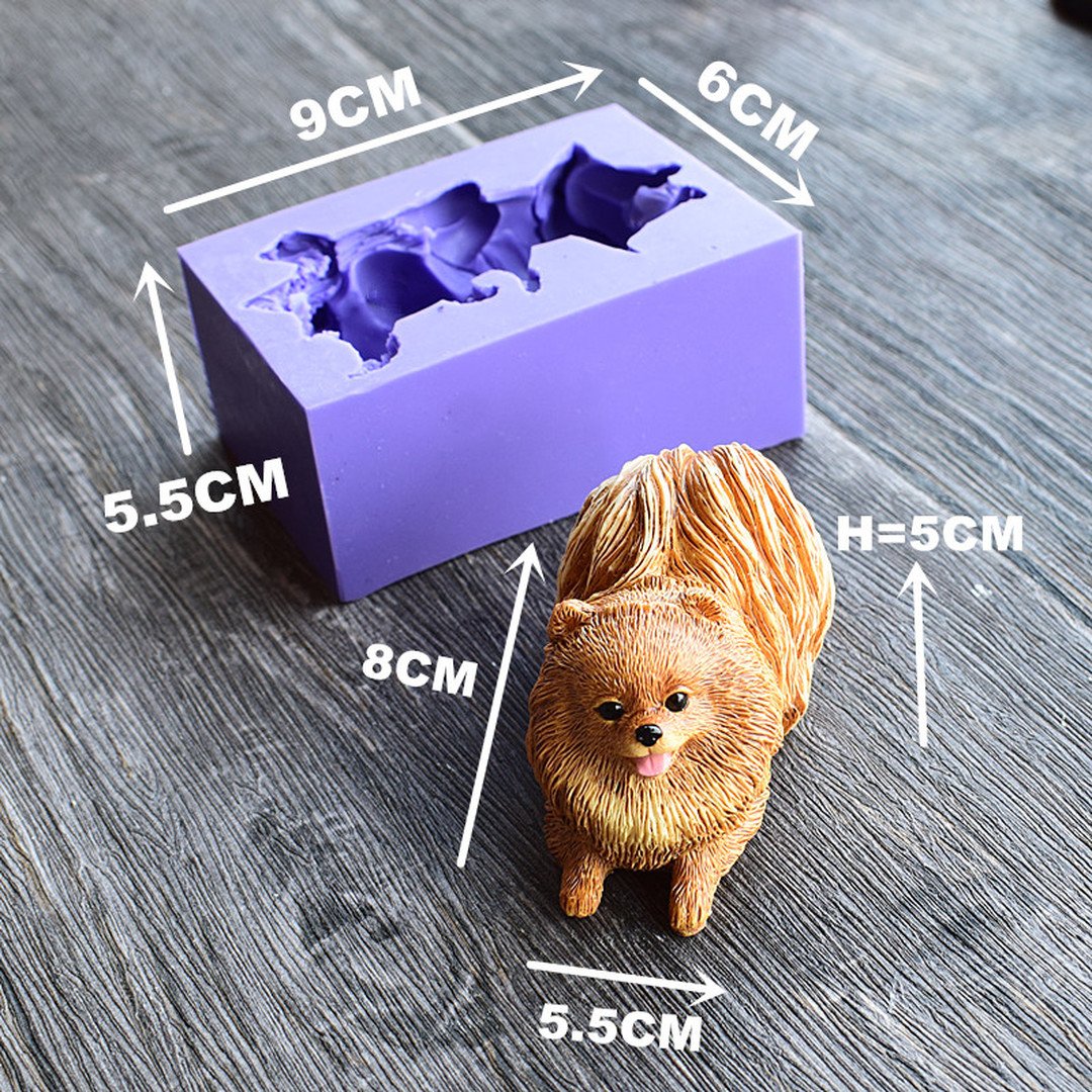Cute Dog Silicone Molds Chocolate Fondant Molds,Runloo 3D Puppy Dog Soap Molds Pomeranian Candle Moulds