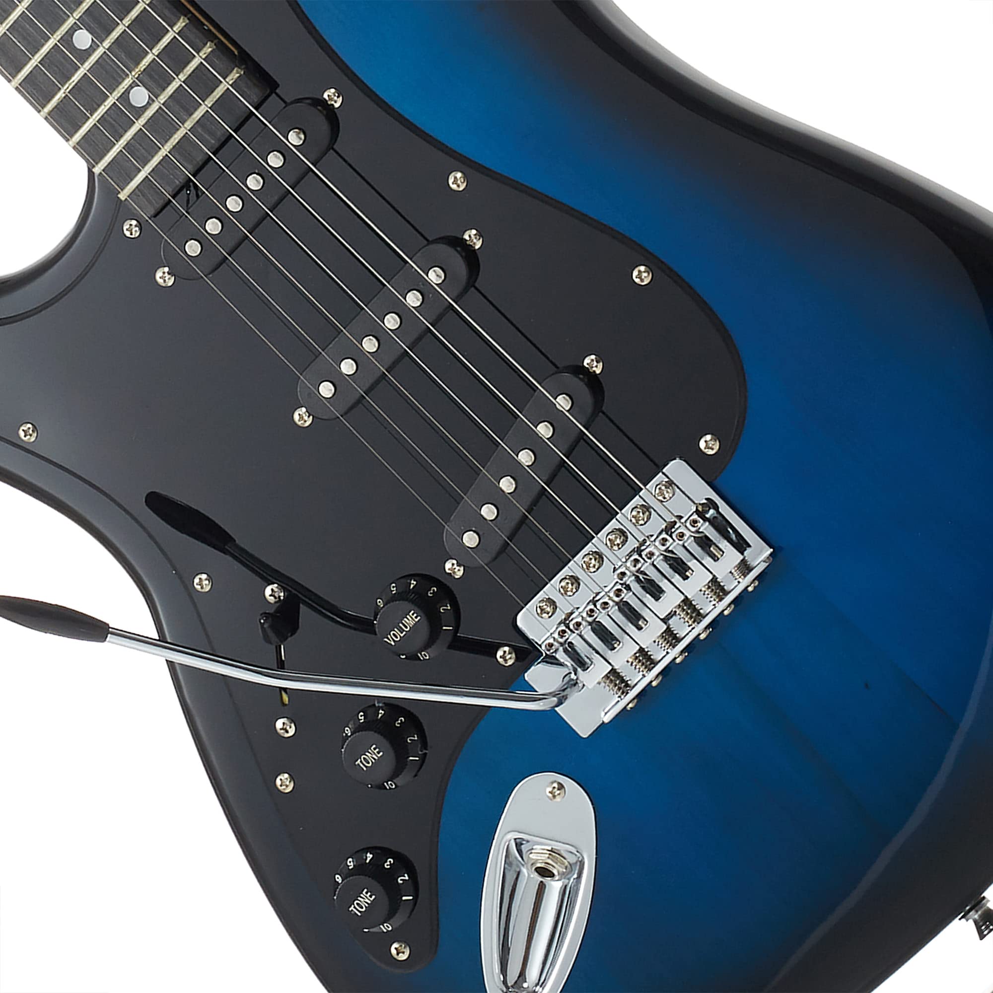 Ashthorpe 39-Inch Left Handed Electric Guitar (Blue-Black), Full-Size Guitar Kit with Padded Gig Bag, Tremolo Bar, Strap, Strings, Cable, Cloth, Picks