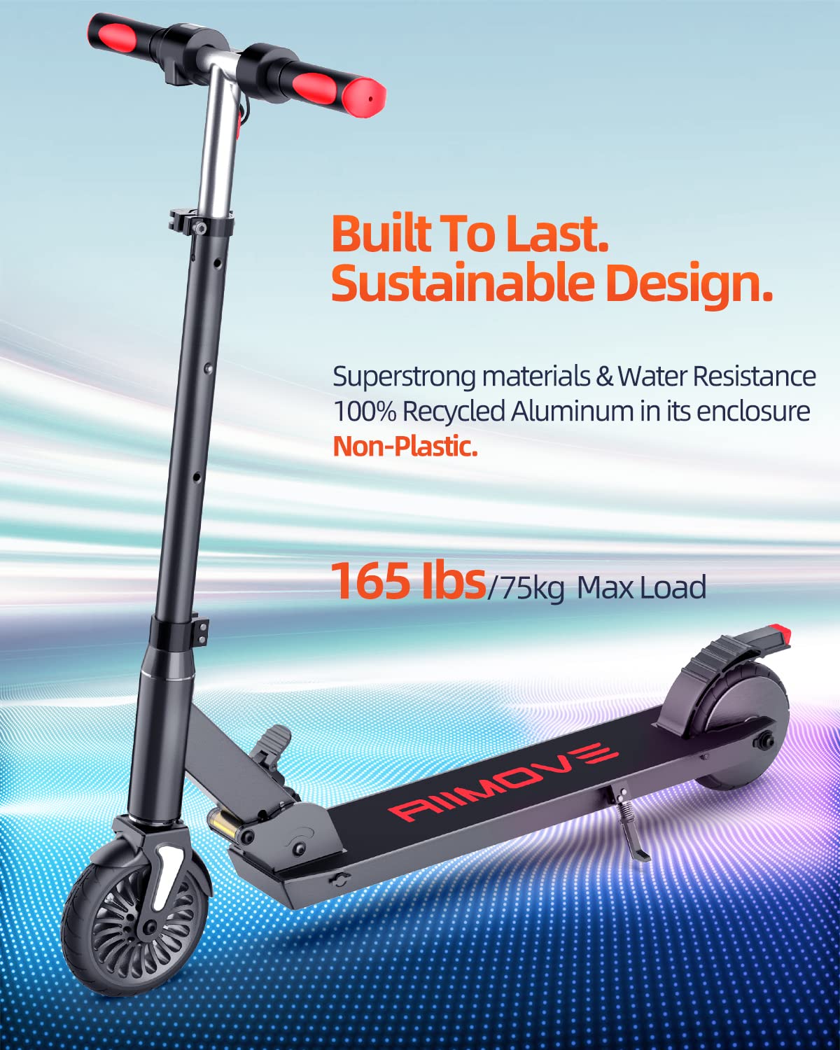 ALLMOVE Electric Scooter for Kids with 150W Motor Up to 11 Mph & 8 Miles, Foldable E-scooter Ages 6-16 with LCD Display, 3 Adjustable Speeds & Heights, Maximum 165 Ibs (Black)