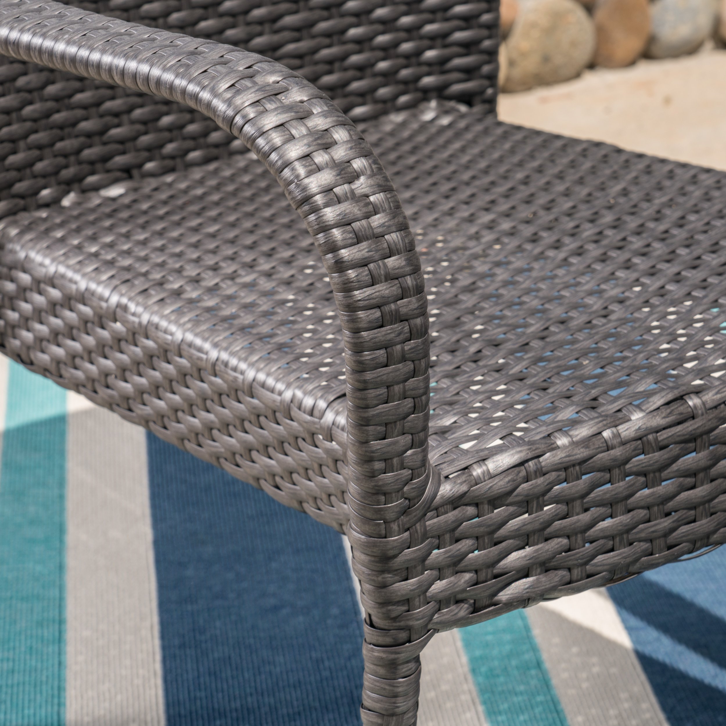 Christopher Knight Home Liam Outdoor 7 Piece Wicker Dining Set, Grey