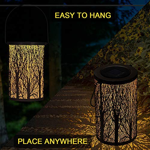 ALLOMN Solar Lamp, Solar Lantern Lamp Garden Home Decoration Outdoor Projection Lights Waterproof Garden Path Hanging Lights, Automatic Brightness Adjust & Auto ON/Off (Forest Projection)