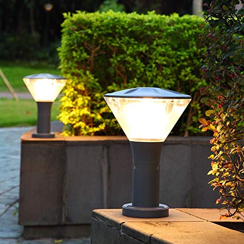 ZZYJYALG LED Anti-Rust European Creative Aluminum PC Post Lights Modern Simple Grey Waterproof Outdoor Column Lights Lawn Garden Home Villa Street Decorative Pillar Lamps E27 Edison