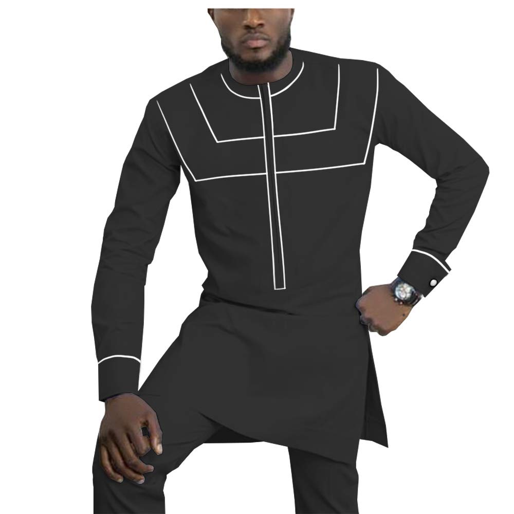African Clothing for Men Dashiki Mens Outfits Shirts+ Ankara Pants Set Tracksuit Men Tribal Attire 12 11 S