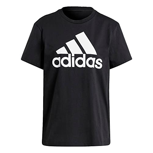 adidas Women's Essentials Logo Boyfriend Tee, Black/White, Small