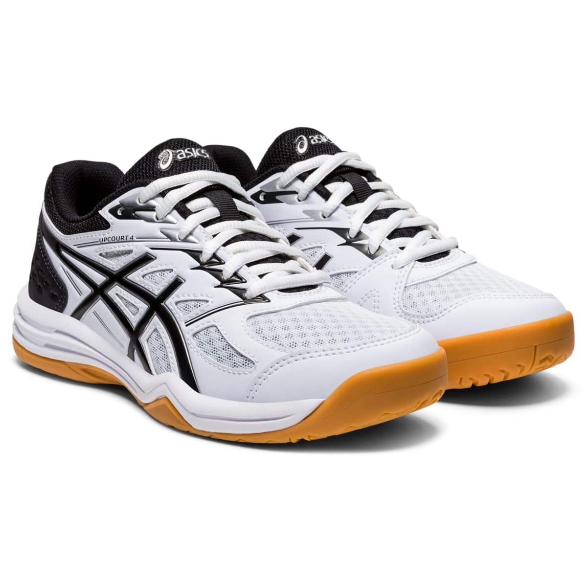 ASICS Kid's Upcourt 4 Grade School Volleyball Shoes, 4.5, WHITE/BLACK