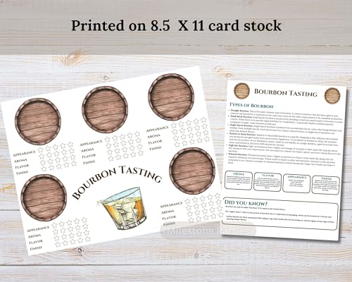 Bourbon flight tasting mat and guide sheet. Bourbon tasting guide for bourbon party. Bourbon placemats, Bourbon lover. Bachelor party games for bourbon party