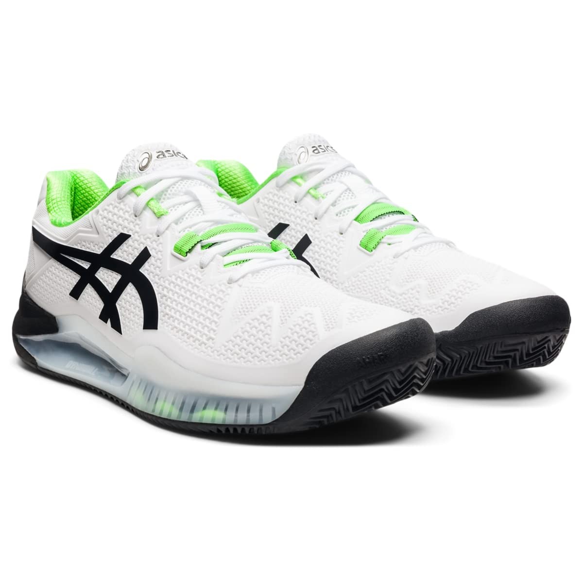 ASICS Men's Gel-Resolution 8 Clay Tennis Shoes, 7.5, White/Green Gecko