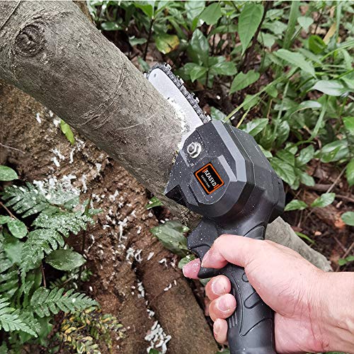 AOEIUV 24V Cordless Chainsaw, Mini Lithium Battery Electric Pruning Saw, 4 inch One-Hand Chainsaw with 2Ah Battery and Charger, for Tree Branch Wood Cutting,1pcs Battery