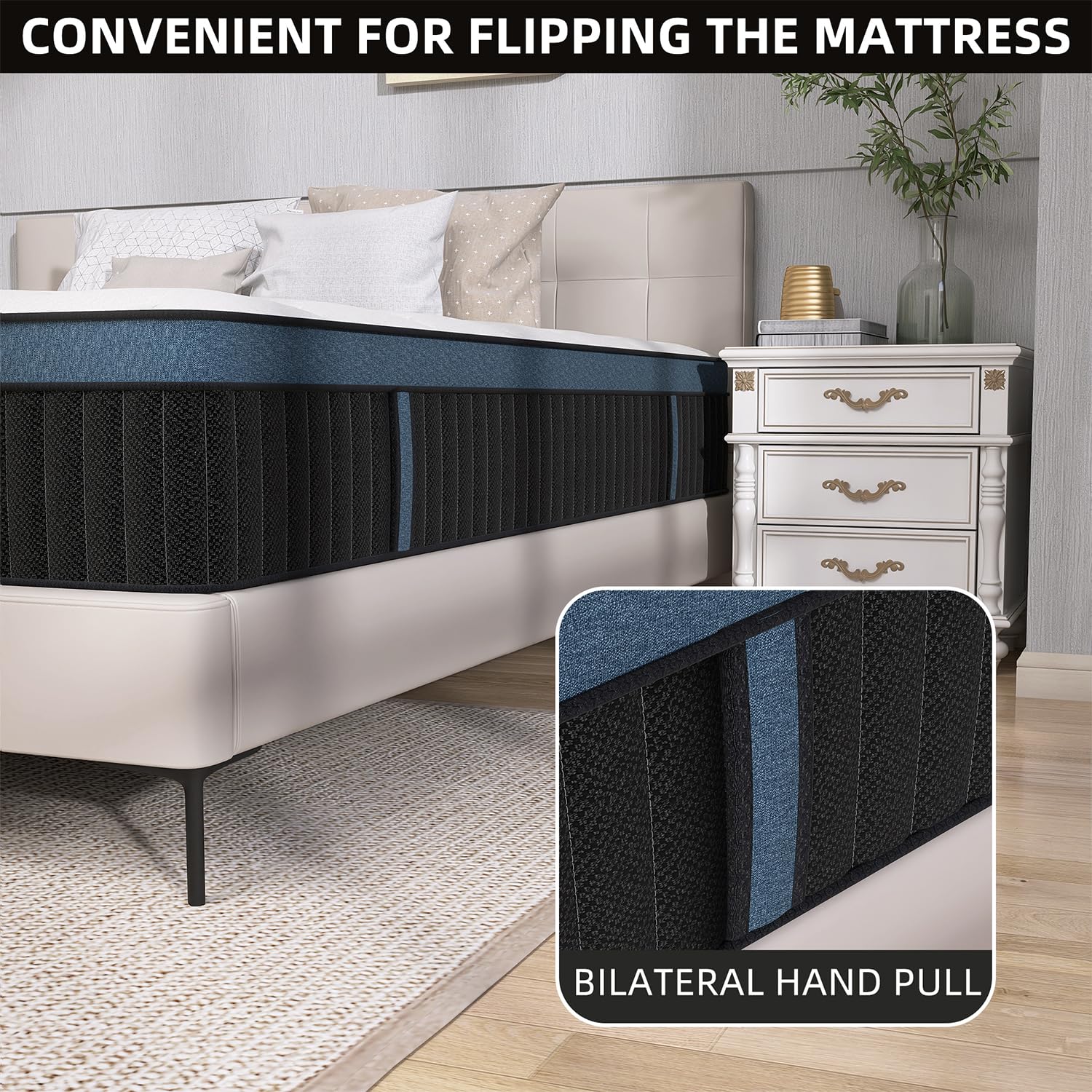 VERHOPE Queen Size Mattress,14 inch Queen Mattresses in a Box,Motion Isolation with Individual Pocket Springs,Medium Firm CertiPUR-US Memory Foam Hybrid Mattress,Edge Support