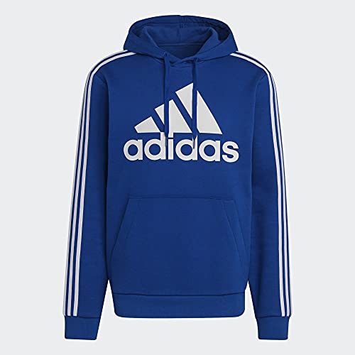 adidas Men's Standard 3-Stripes Fleece Hooded Sweatshirt, Team Royal Blue/White, 4X-Large