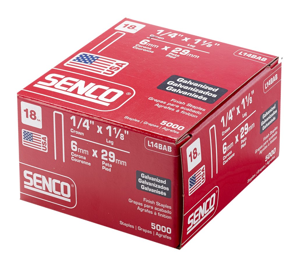 Senco L14BAB 18 Gauge by 1/4-inch Crown by 1-1/8-inch Length Electro Galvanized Staples (5,000 per box)