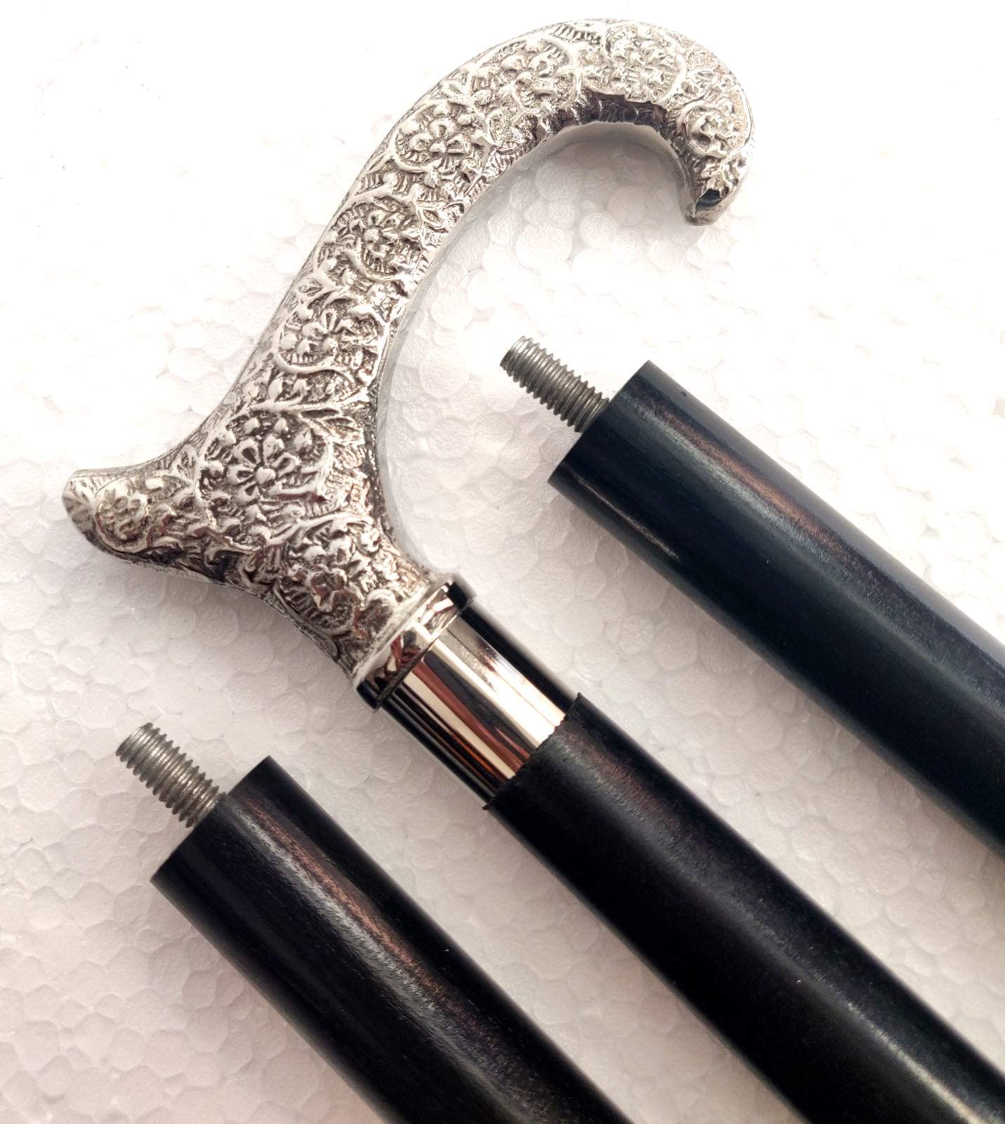 Antique home Premium Quality - Canes and Walking Sticks with Brass Handle - Affordable Gift Wooden Decorative Walking Cane Fashion Statement for MenWomenSeniorsGrandparents, silver