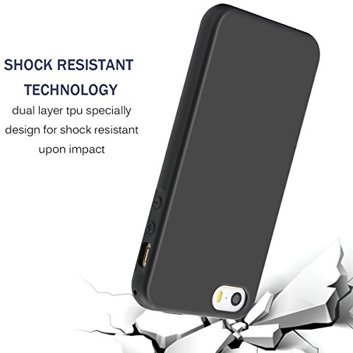 MUNDULEA iPhone 5s/5/SE 2016 Shockproof TPU Protective Case - Black