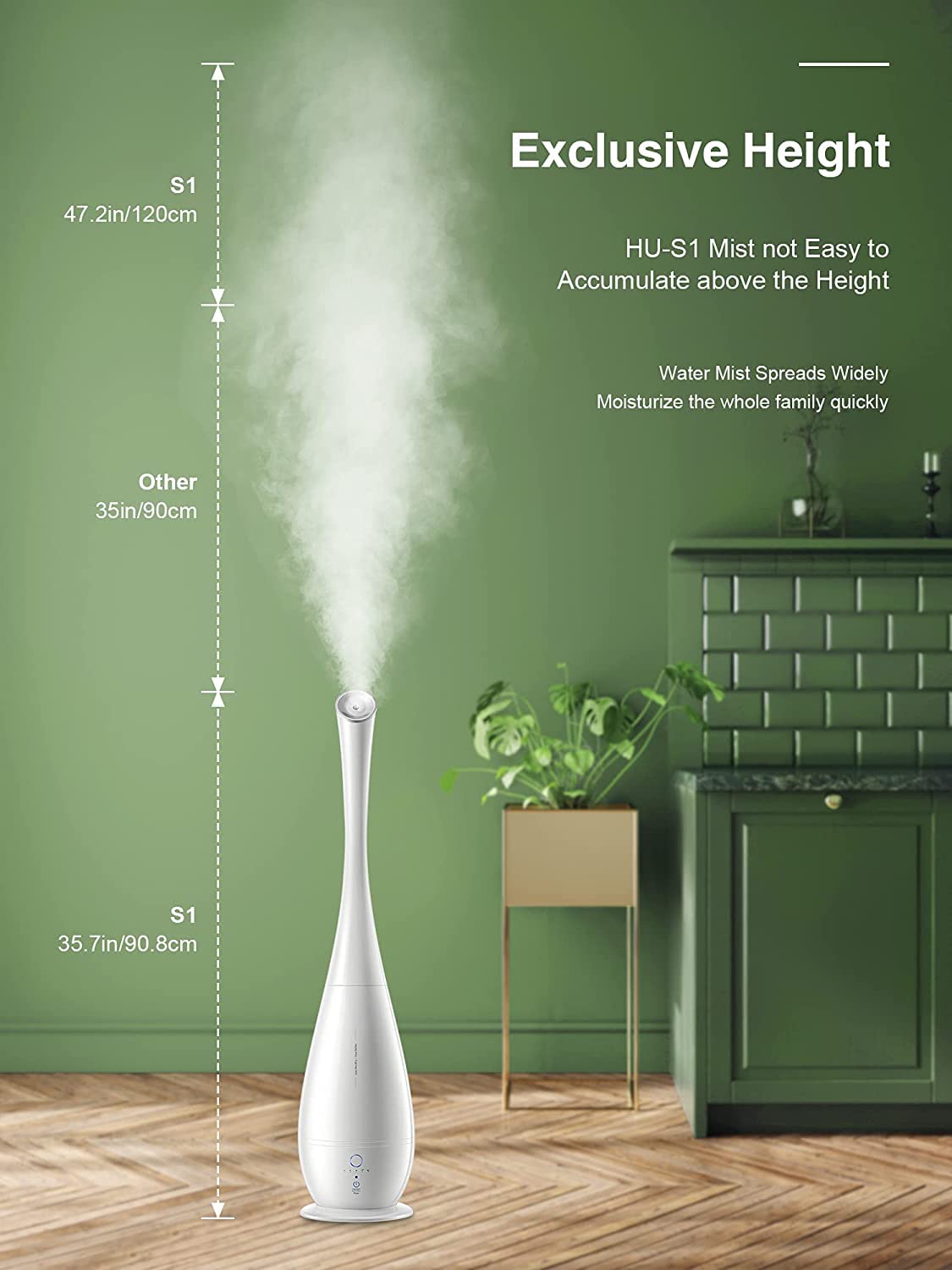Humidifier, 5L Floor Humidifiers for Large Room with Remote Control, Cool Mist Humidifiers with Oil Diffuser Tray, Smart Humidity Last up to 50 Hours