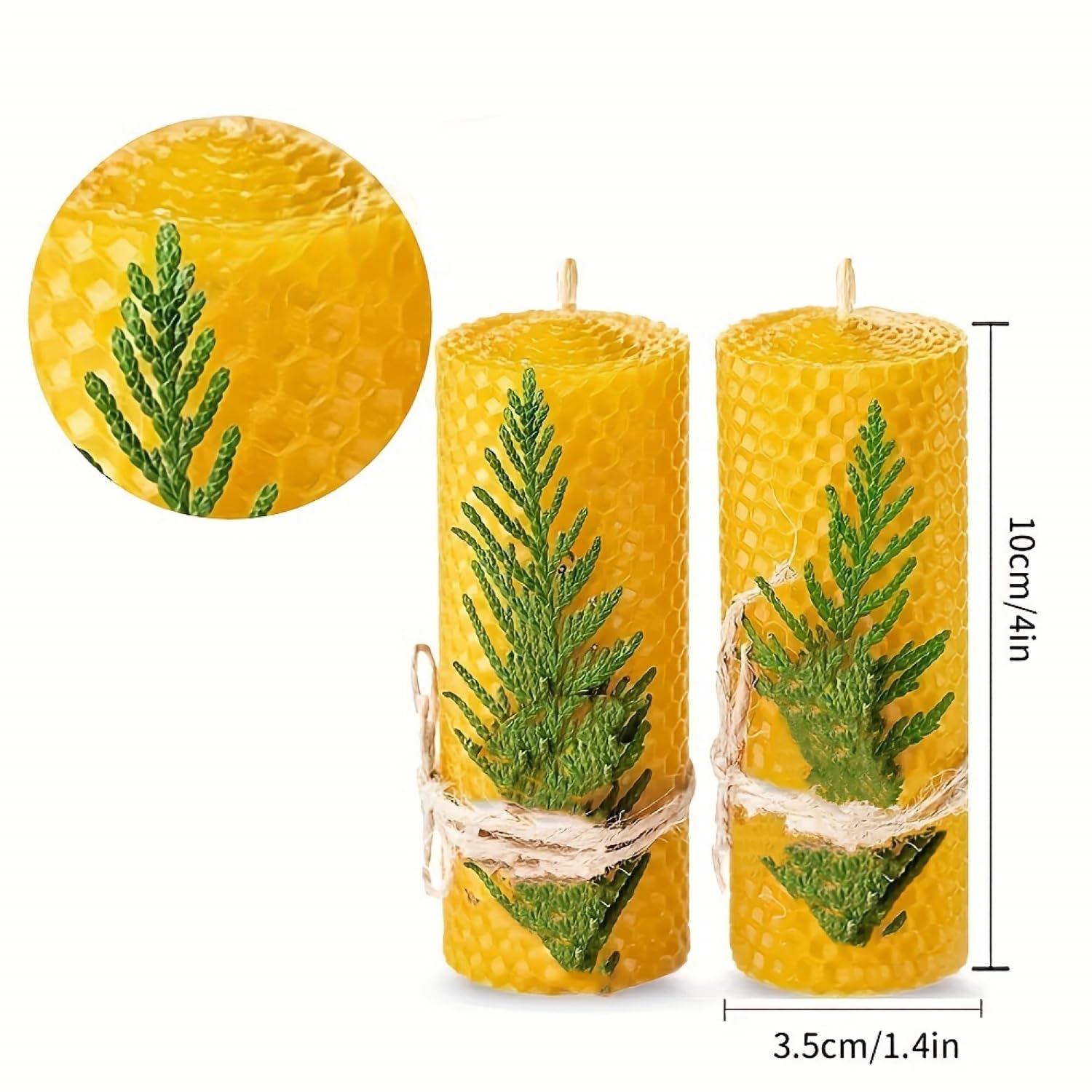 Beeswax Pillar Candles Set of 4 - Handmade Pure Beeswax Rolled Candles for Gift & Home Décor (1.4" x 4", Red)