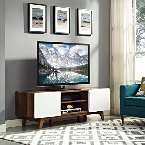Modway Tread Mid-Century Modern 59 Inch TV Stand, 59", Walnut White