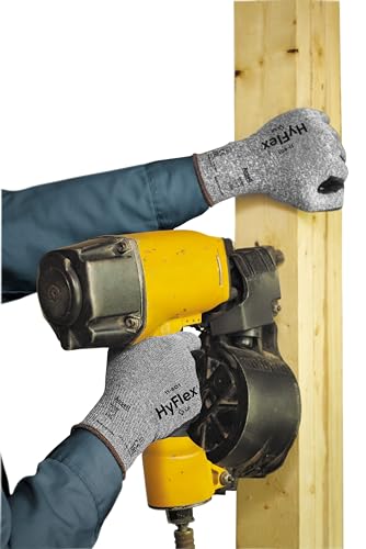 Ansell HyFlex 11-801 Nylon Glove, Black Foam Nitrile Coating, Knit Wrist Cuff, Large, Size 9 (Pack of 12)