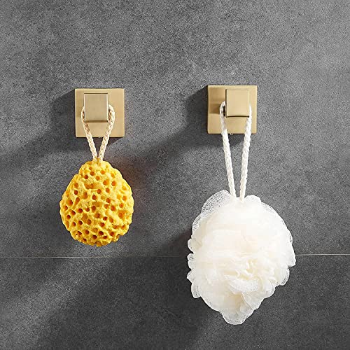 Beelee Brushed Gold Wall Hooks 4-Pack Bathroom Towel Hooks Robe Hooks SUS 304 Stainless Steel Hat Rack Clothes Hanger for Bathroom,Kitchen and Living Room,BA19907BG-4