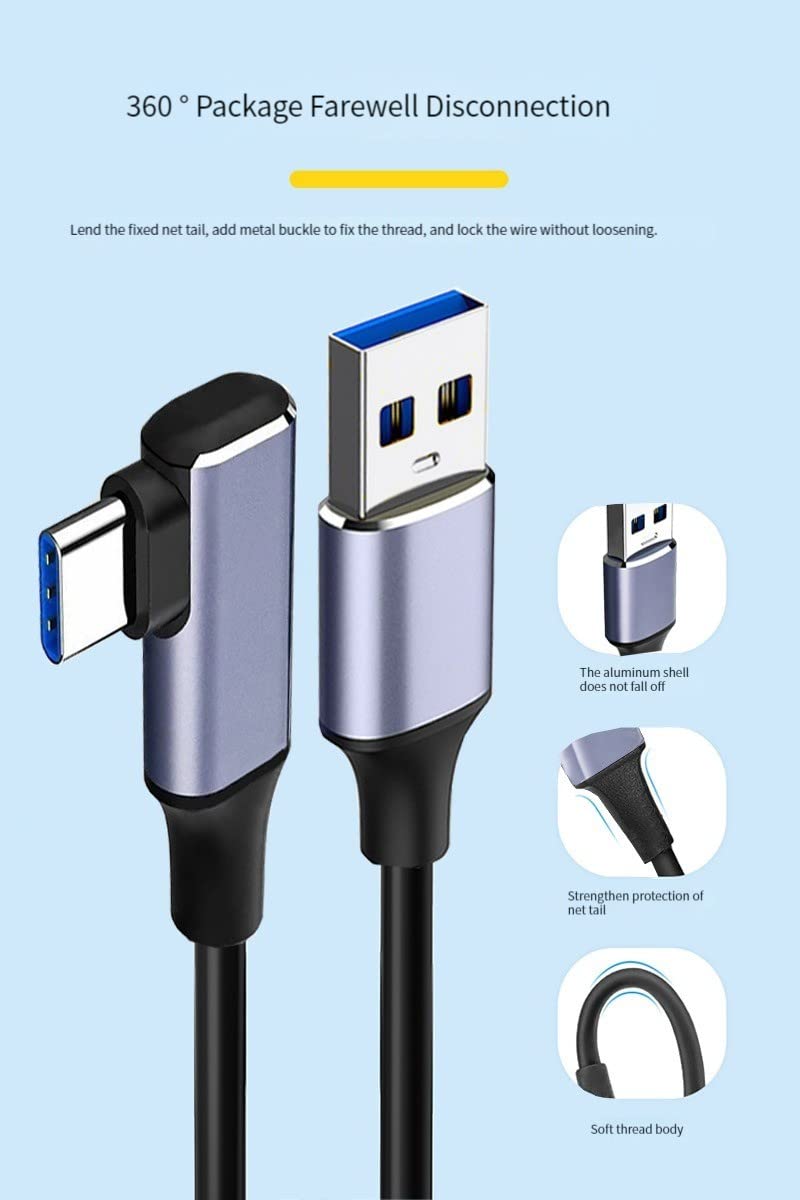 BABYCE Link Cable 3M Compatible with Meta Quest Pro/Oculus Quest 2 Accessories and PC/Steam VR, High Speed PC Data Transfer, USB 3.0 to USB C Cable for VR Headset and Gaming PC