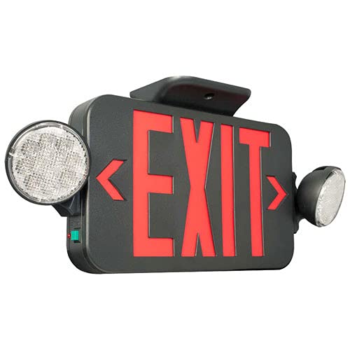 Carpenter Lighting Black LED Exit Sign Emergency Light Combo with Red Letters