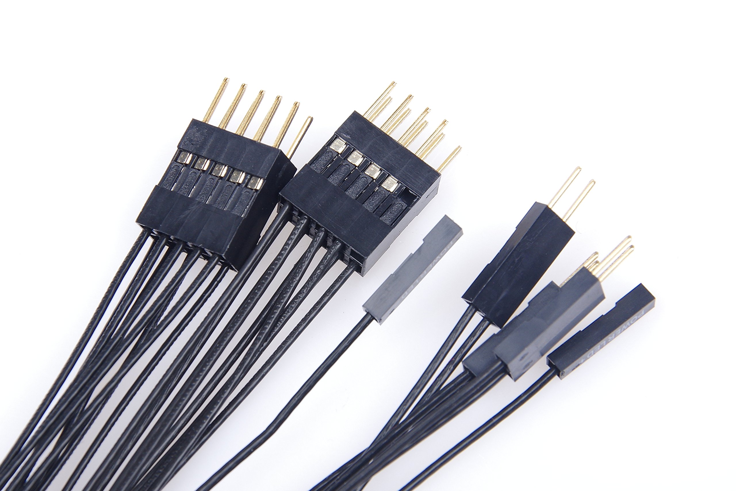 LM YN Motherboard Extension Cable Set 22AWG Silver Plating Cord Gold-Plated Plug Six Kinds POWE LED HDD LED Power SW Reset SW HD Audio Front USB Extension Cable Length 11 inches Compatible with PC