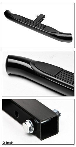 Universal 3 Inch Black Trailer Tow Mount Rear Hitch Step Bar Bumper Guard for 2" x 2" Towing Receiver Tube