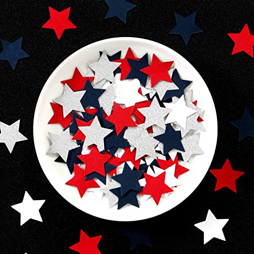 Red-White Blue-silver Patriotic-Decorations Star Confetti - 300pcs Graduation 2023 4th Fourth of July Decorations Paper Confetti Olympics Party Decor Men Boys Birthday Table Decor Panduola