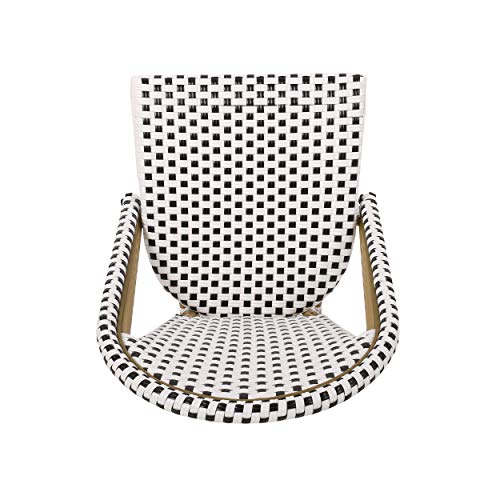 Christopher Knight Home Philomena Outdoor French Bistro Chair (Set of 2), Black + White + Bamboo Print Finish