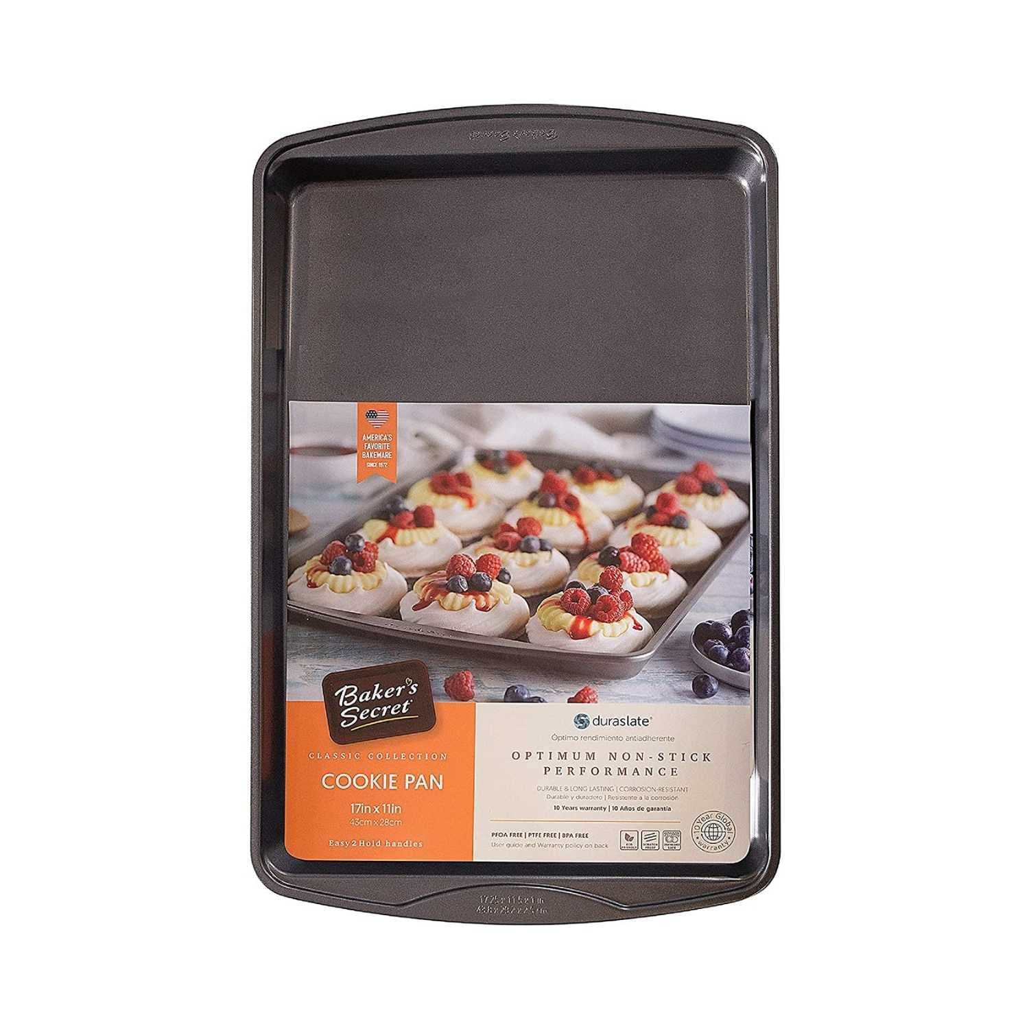 Baker's Secret Nonstick Cookie Sheet 13", Carbon Steel Small Size Cookie Tray with Premium Food-Grade Coating, Non-stick Cookie Sheet, Bakeware DIY Baking Accessories - Classic Collection