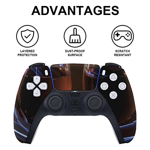 Alcohol Red Wine Full Protective Skin Cover Design Wrap Decal Sticker Compatible with PS5 Disk Version Console and Controller